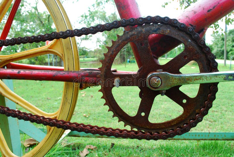 Rusty Bicycle chain stock photo. Image of landscape, grass - 46497672
