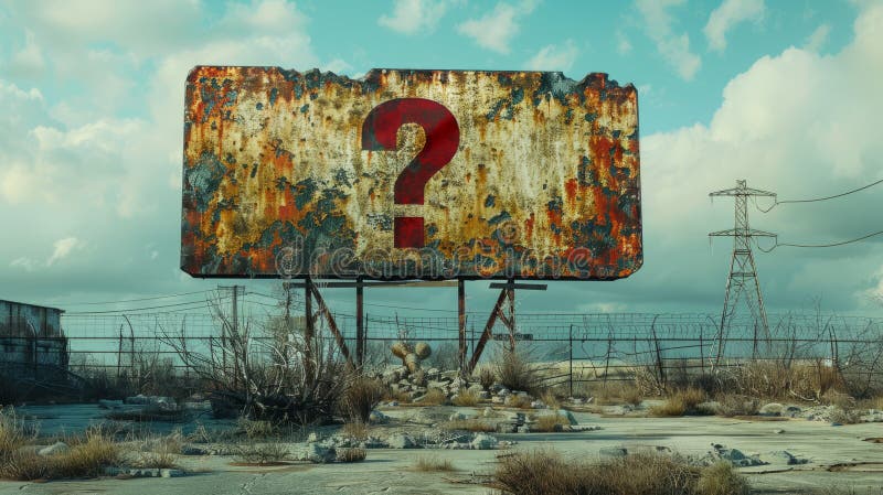 Rusty Billboard with a Question Mark. Stock Photo - Image of weathered ...
