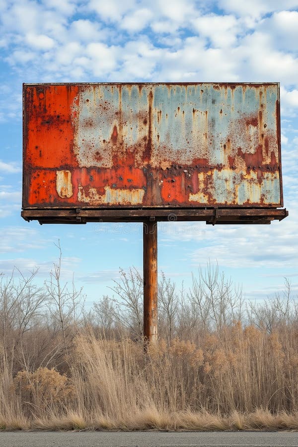 A Rusty Rusty Billboard on the Side of a Road Stock Photo - Image of ...