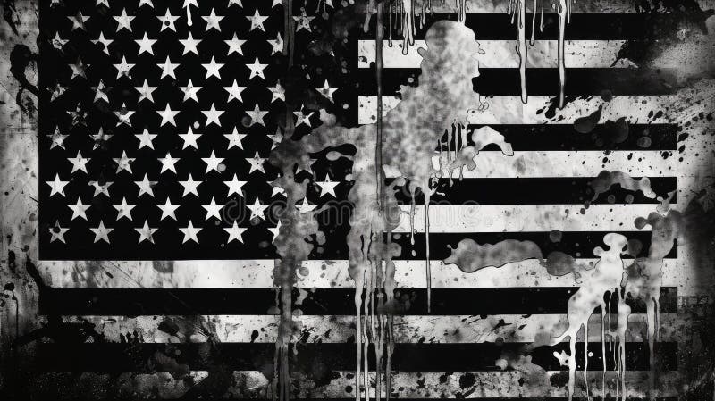 Rusty Black and White American Flag Grunge Stock Photo - Image of urban ...
