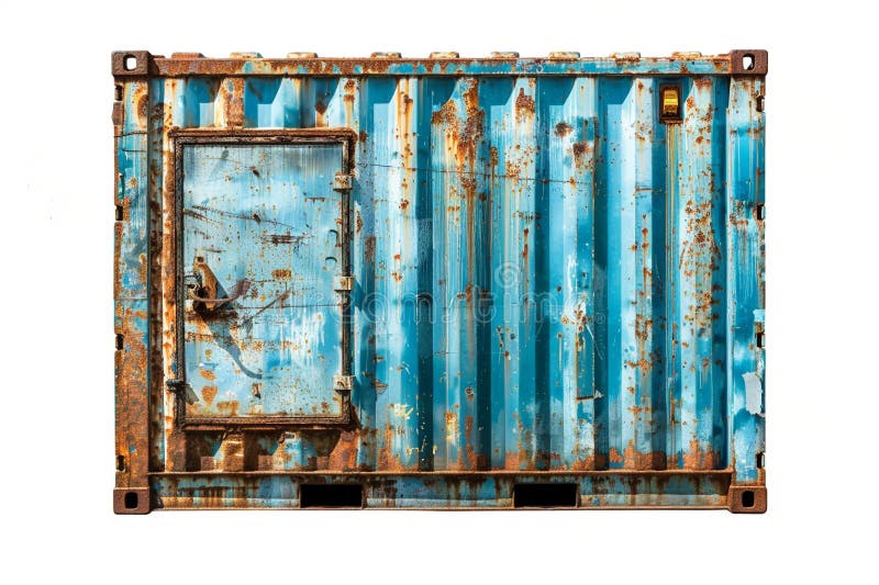 Rusty Blue Cargo Container stock illustration. Illustration of blue ...