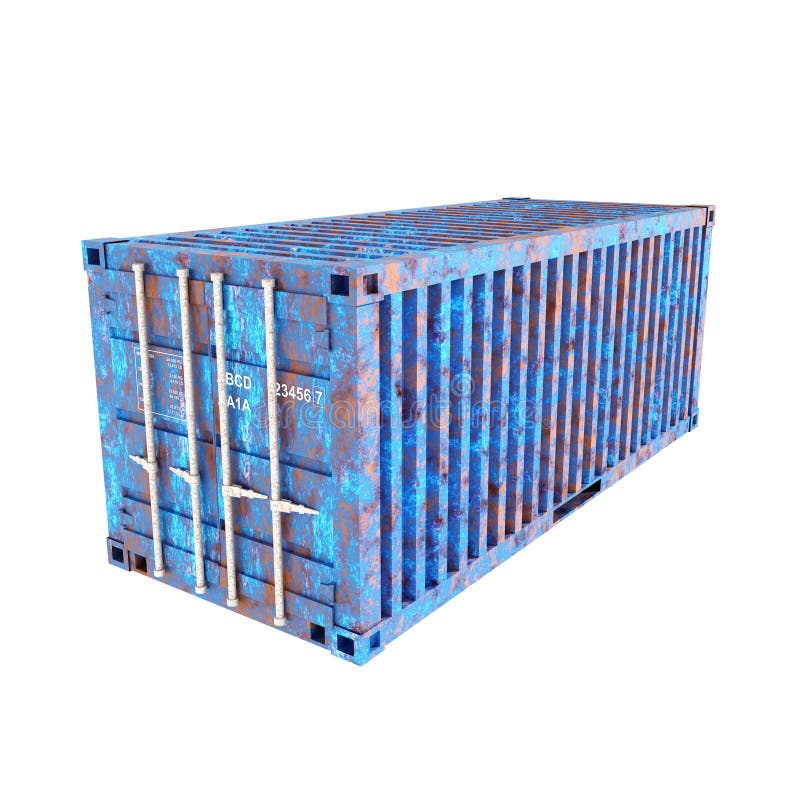 Rusty Blue Freight Container Isolated on White Background Stock Photo ...