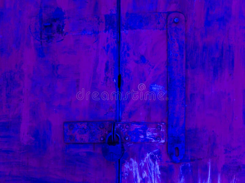 Rusty Blue Iron Gates Locked with a Large Padlock Stock Photo - Image ...