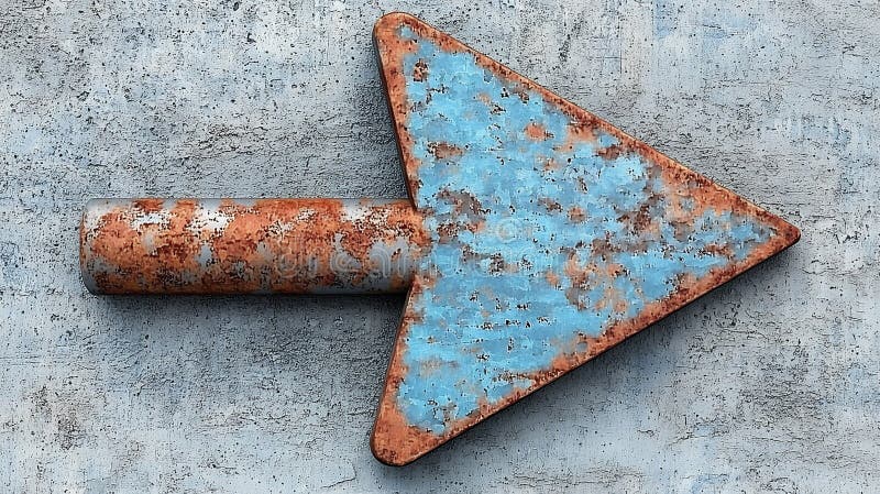 Rusty Blue Metal Arrow on Gray Textured Background - Generative AI ...
