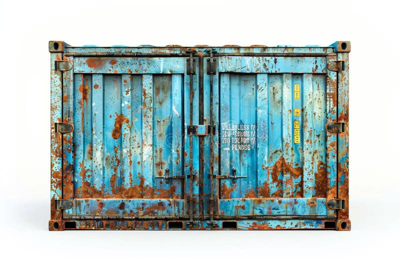 Rusty Blue Shipping Container Stock Illustration - Illustration of blue ...