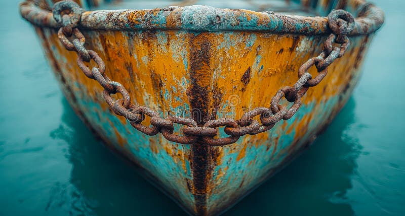A Rusty Boat with a Chain Hanging from it Stock Photo - Image of ...