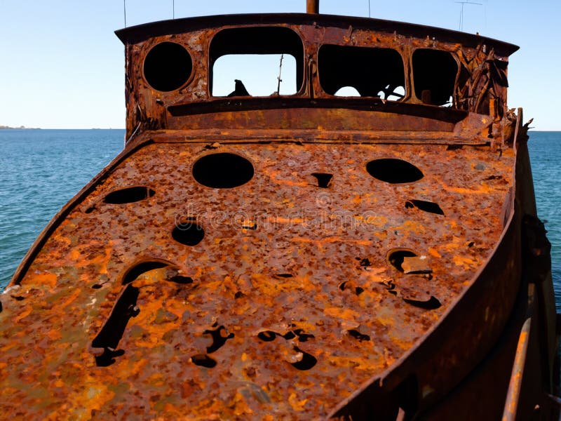 Rusty boat in the sea stock image. Image of nature, landscape - 291279661