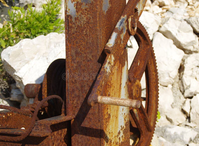 A rusty boat winch stock image. Image of design, technology - 157660145