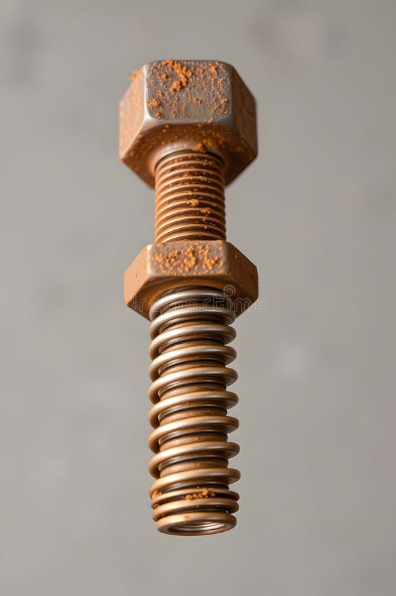 Rusty Bolt and Compression Spring Close-Up - Industrial Hardware Detail for Design & Engineering ...