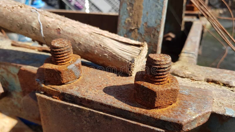 Rusted Bolt Nut on a Mechanical Construction Stock Photo - Image of ...