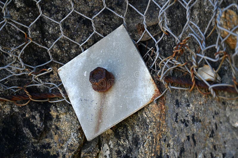 Close-up Oxidized Wire Mesh Fixing Stock Image - Image of secure ...