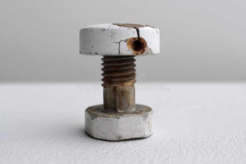 Rusty Bolt and Nut on a White Surface Showcasing Wear and Tear Over ...