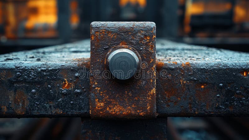 Rusty Bolt on Weathered Metal Surface in Focus. Stock Image - Image of ...