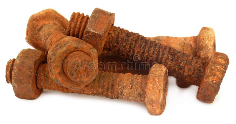 Rusty bolts with nuts stock image. Image of construction - 61892739