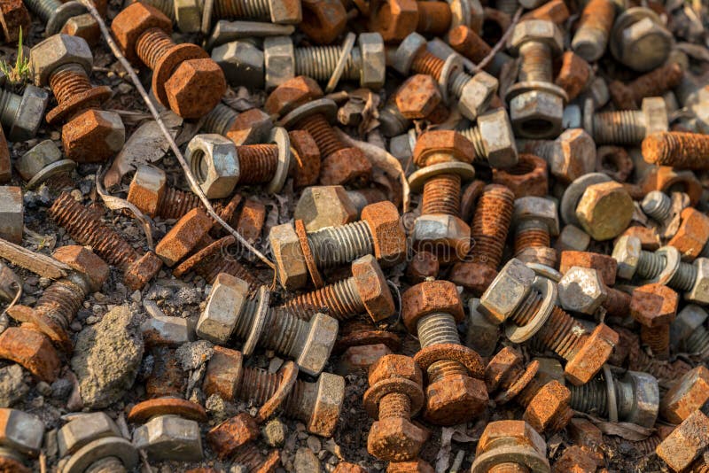 Rusty bolts and nuts stock image. Image of bolts, screws - 107787675