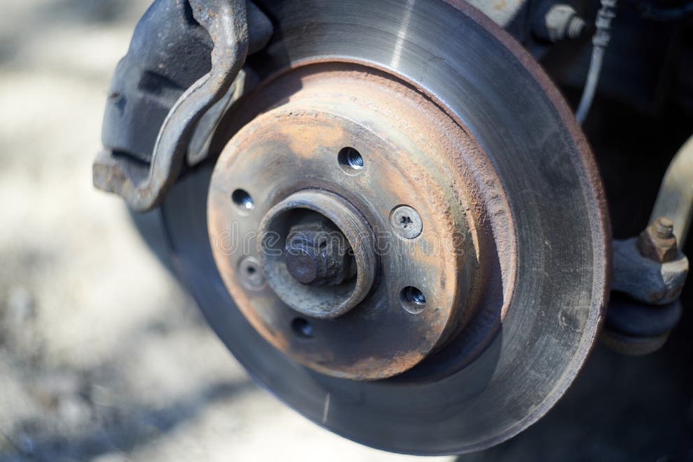 Rusty Brake Disc with Caliper Stock Image - Image of inspection, garage ...