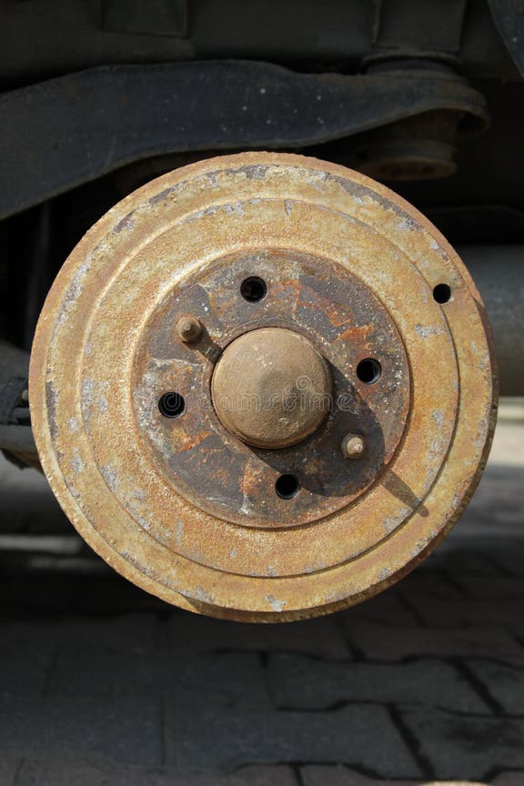 Rusty brake-drum stock image. Image of drill, automobile - 19286077