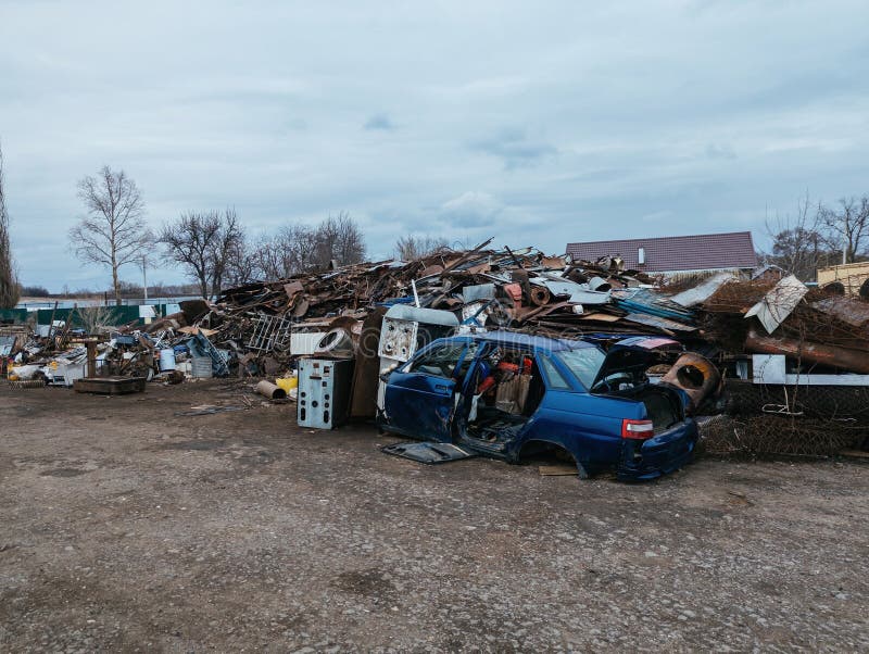 Rusty Broken Remnants of Cars at Scrapyard Stock Photo - Image of scrap ...