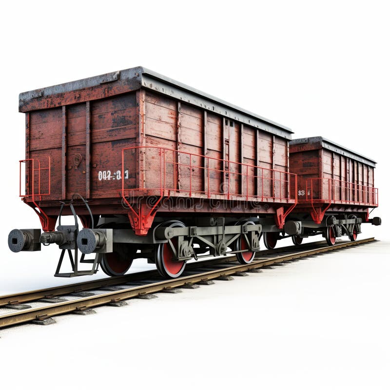 Rusty Brown Freight Train Wagons on Railway Track. Studio Model ...
