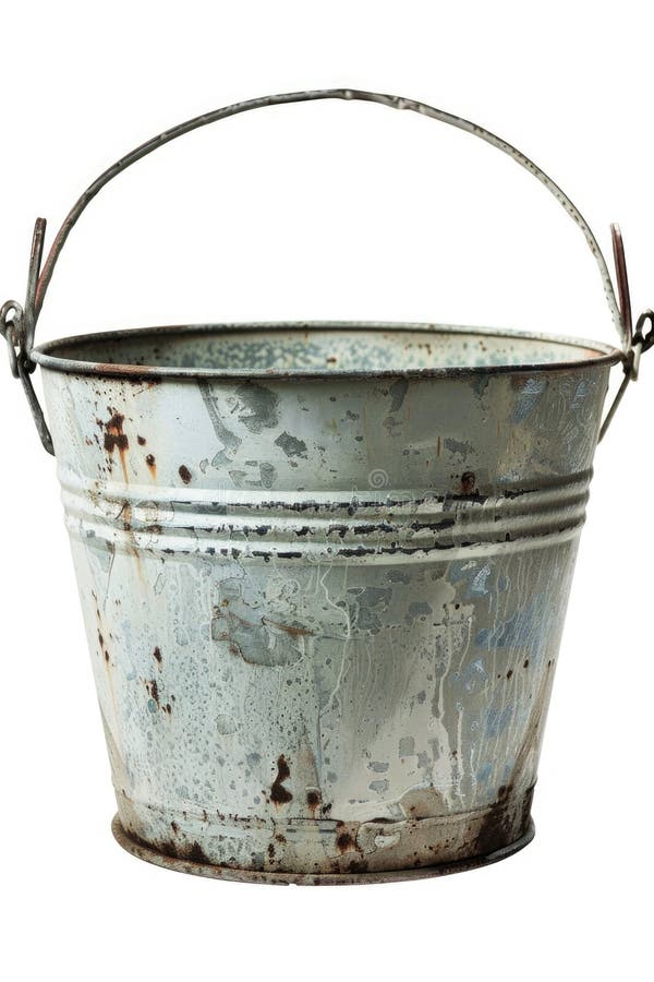 A Rusty Bucket with a Handle Sits on a White Background Stock Image ...
