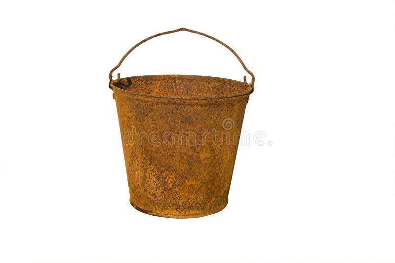 Rusty Bucket Isolated on White Background Stock Photo - Image of ...