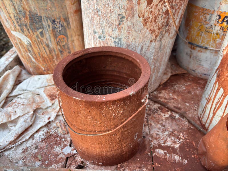 A Rusty Bucket Sits on a Brick Surface Stock Photo - Image of antique ...