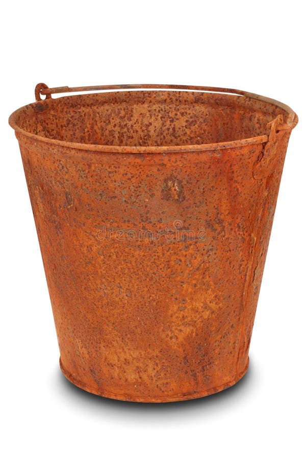 Old Rusty Bucket Isolated with Clipping Path Stock Photo - Image of ...