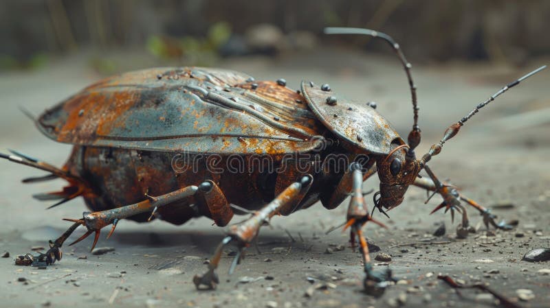 A Rusty Bug with Spikes on Its Back and Legs, AI Stock Image - Image of ...