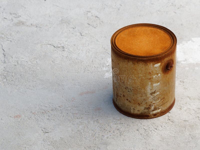 A Rusty Can of Paint on Concrete Stock Photo - Image of aging ...