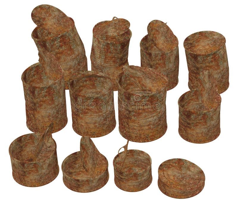 Rusty cans2 stock illustration. Illustration of render - 24589163