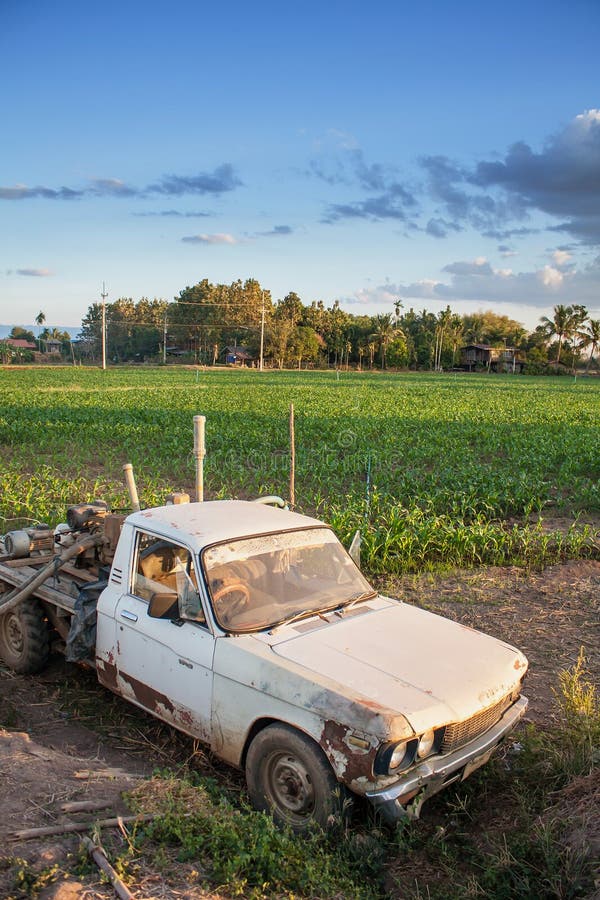 Rusty Car in Agriculture Field Stock Image - Image of pickup, weathered ...