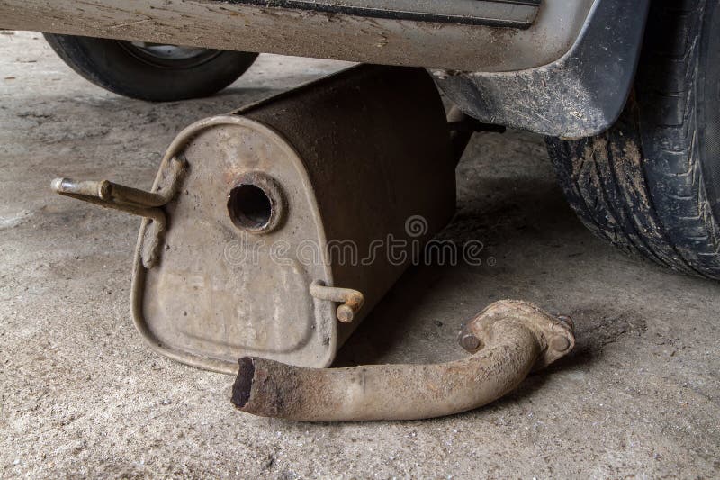 Rusty Car Exhaust System Pipe. Stock Photo - Image of fumes, break ...