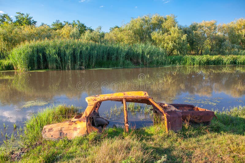 Rusty car frame stock photo. Image of crashed, rusted - 155983304