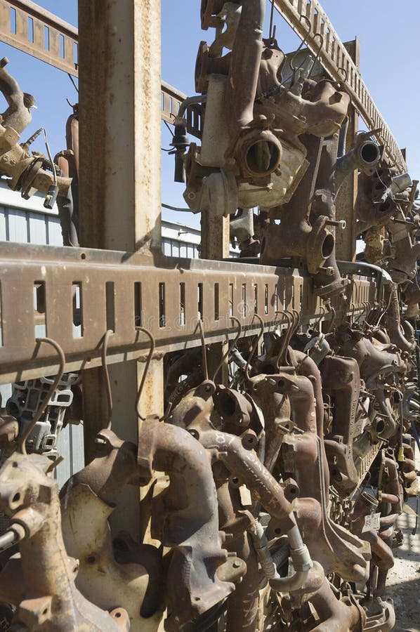 Rusty Car Parts on Rack stock photo. Image of recycling - 29660302