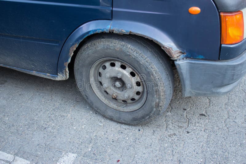 Rusty Car`s Wheel. Severe Rust And Corrosion Stock Photo - Image of ...