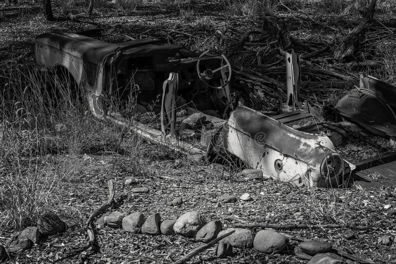 Rusty Car Wreck Dumped in Bushland Stock Image - Image of iron, parts ...
