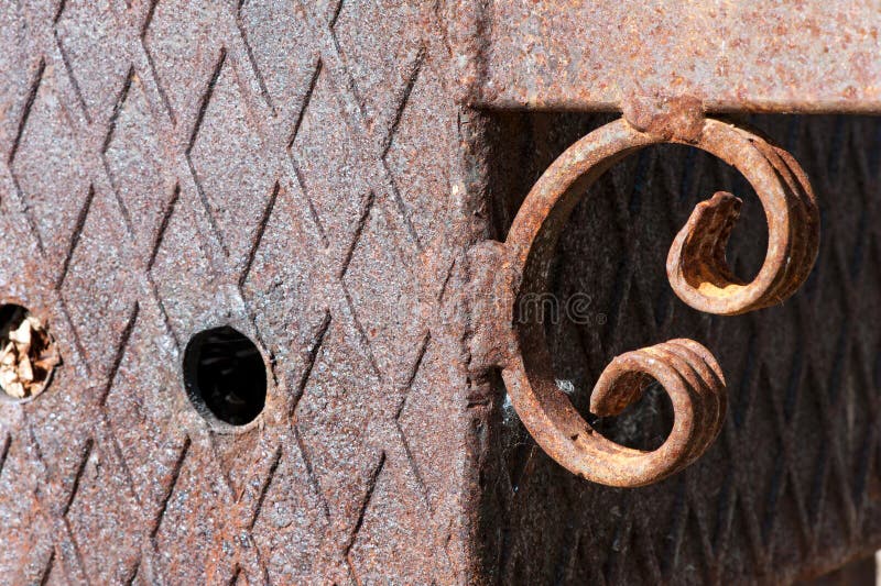 Rusty Cast-iron Ornament/decor. Metallic Grill. Closeup. Stock Image ...