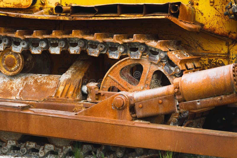 Rusty Caterpillar of Old Bulldozer Stock Image - Image of industrial ...