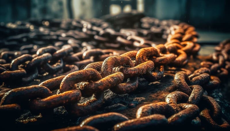 Rusty Chain Attached To Old Nautical Vessel Generated by AI Stock ...
