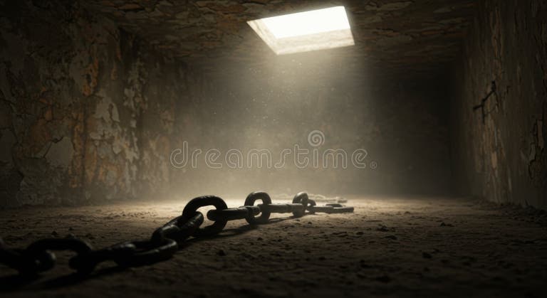 Rusty Chain in a Dark Stone Prison Cell Stock Illustration ...