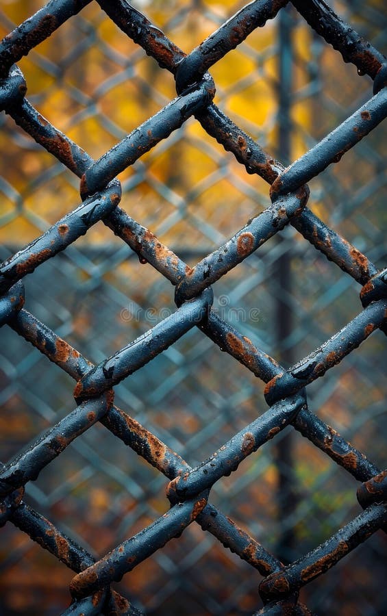 Rusty Chain Link Fence. a Close-up of a Rusty Chain Link Fence with ...
