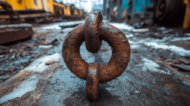 Rusty Chain Link in Industrial Setting Stock Illustration ...