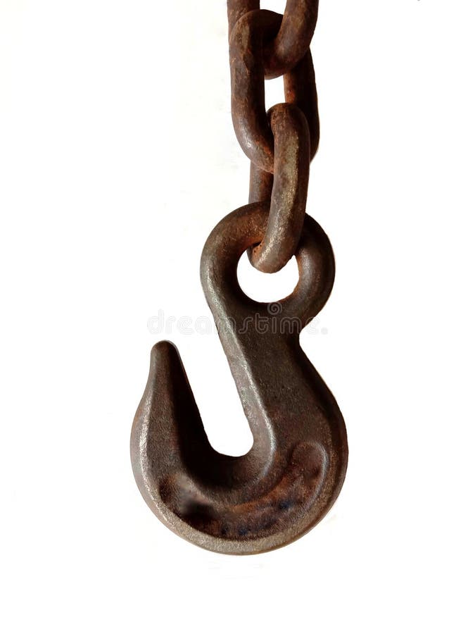 Rusty Chain Link Isolated on Cement Concrete Background Closeup. Stock ...