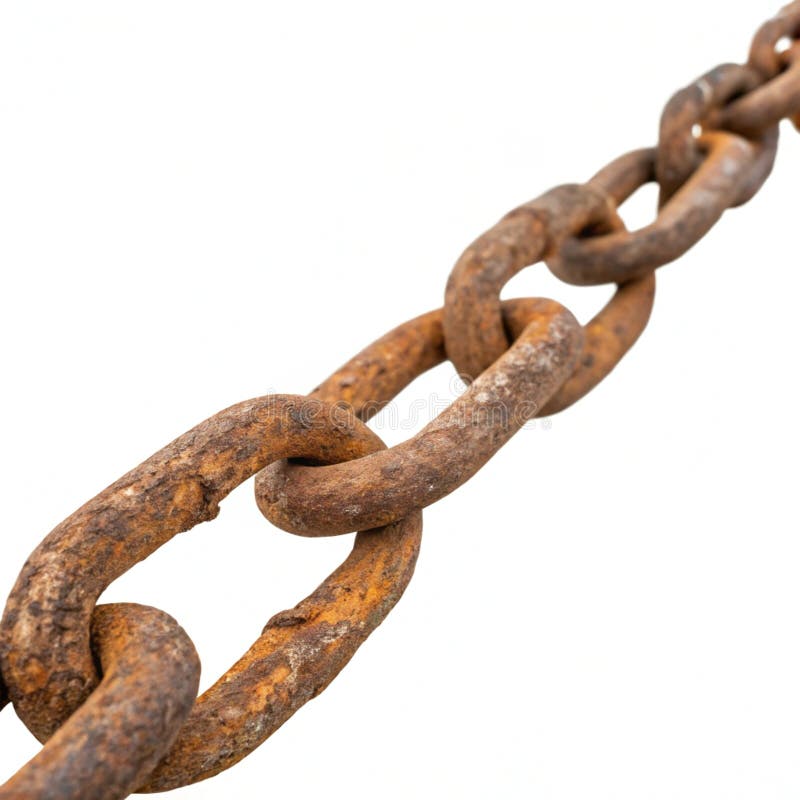 Rusty Chain Link Isolated on White Background Stock Illustration ...