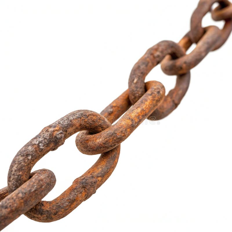 Rusty Chain Link Isolated on White Background Stock Illustration ...