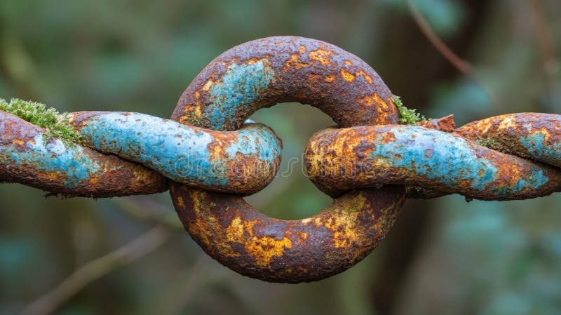 Rusty Chain Link Shows Age and Weathering Effects Stock Illustration ...