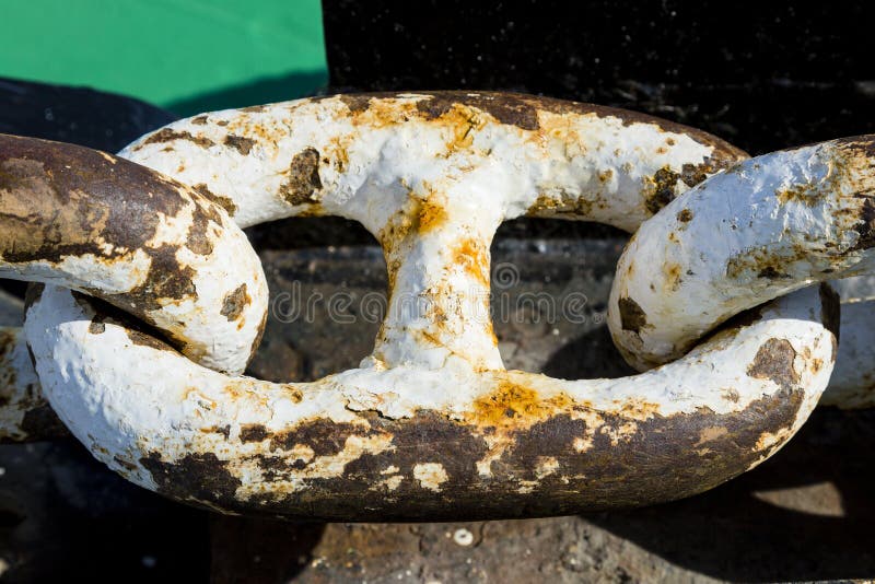 Rusty Chain Links of an Anchor Chain on a Ship Stock Image - Image of ...