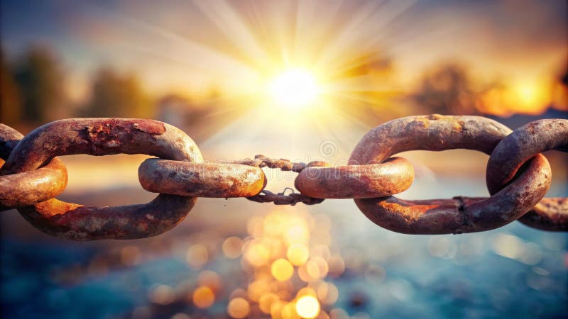 Rusty Chain Links at Sunset a Symbol of Connection and Resilience ...