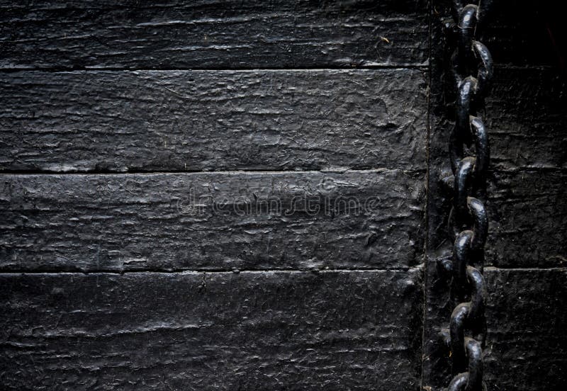 Rusty Chain on Old Boards Background and Worn Paint Stock Photo - Image ...