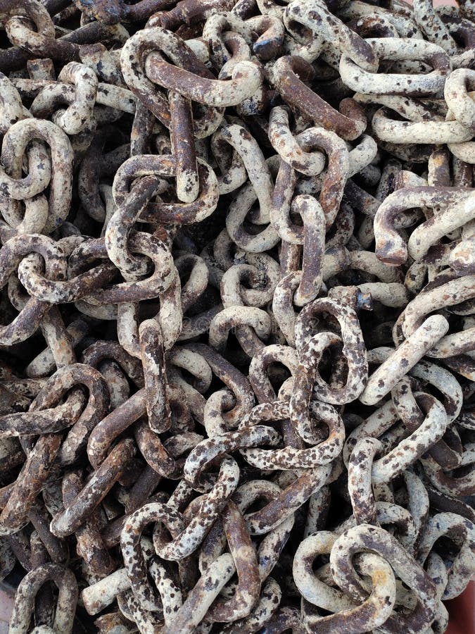 Rusty Chain Stack for Industrial Background Stock Image - Image of ...
